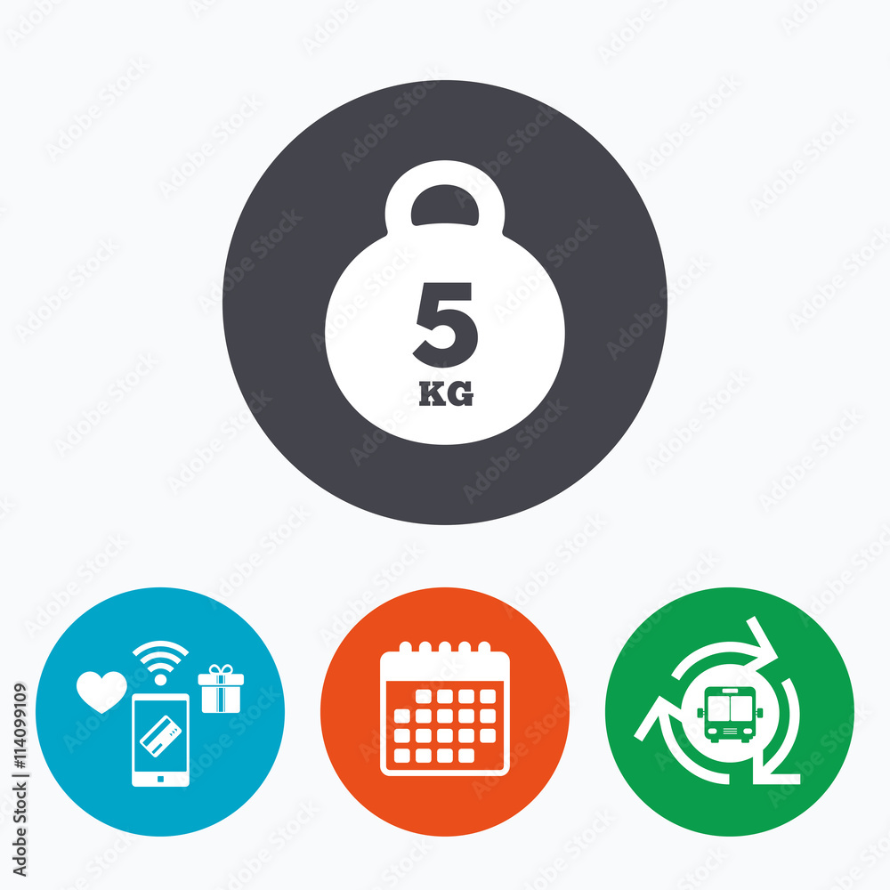 Weight sign icon. 5 kilogram (kg). Sport symbol Stock Vector | Adobe Stock