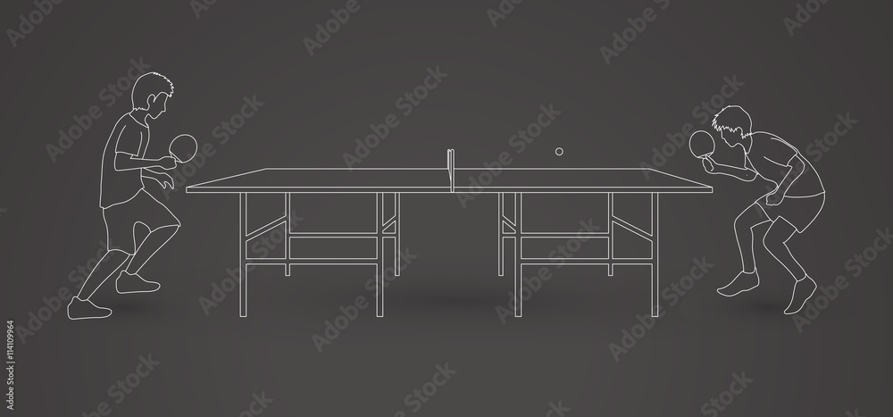 Ping pong 2 player outline graphic vector. Stock Vector | Adobe Stock