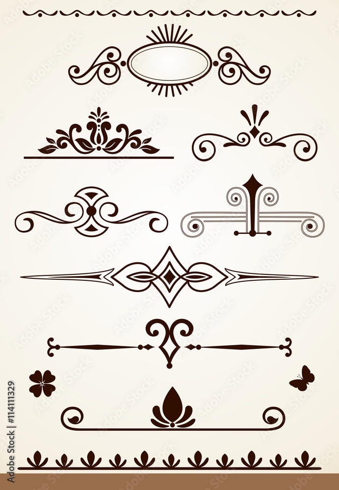 Dividers, borders and page or text decorations Stock Vector | Adobe Stock