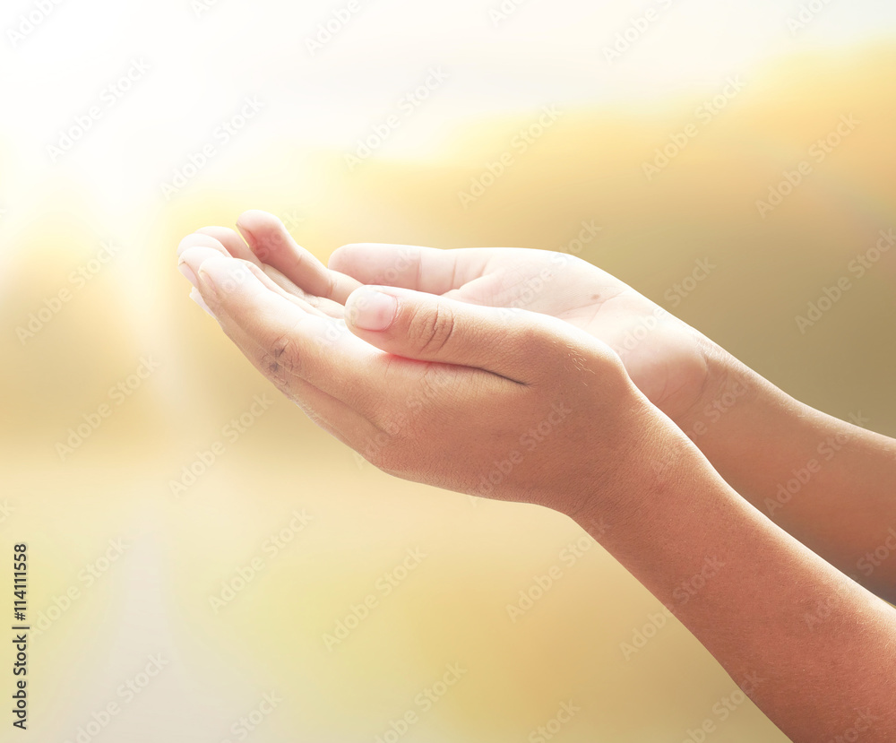 World environment day concept: Prayer open two empty hands with palms ...