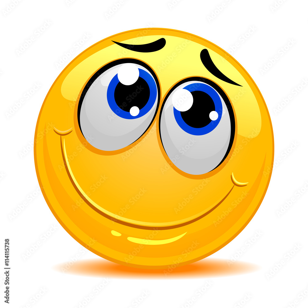 Vecteur Stock Vector Illustration of Smiley Emoticon Feeling Shy ...