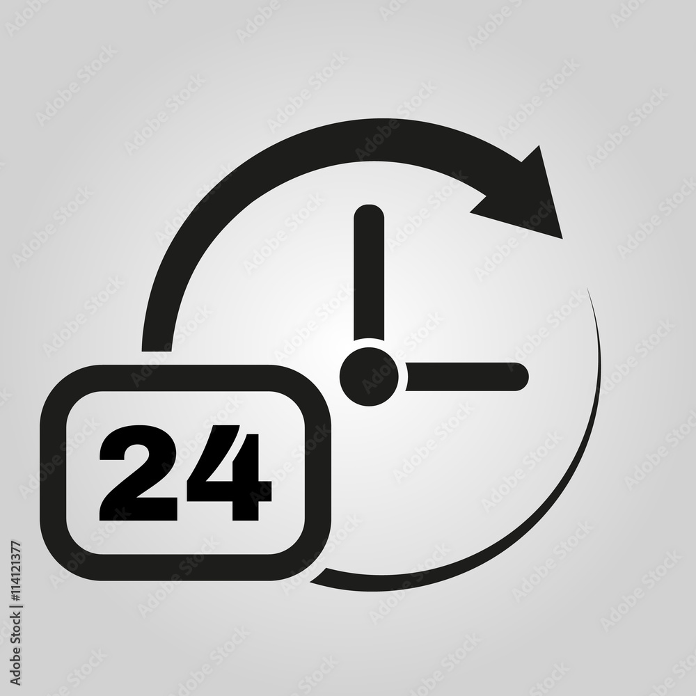 Time icon. Time and watch, timer, 24 hours symbol. UI. Web. Logo. Sign ...