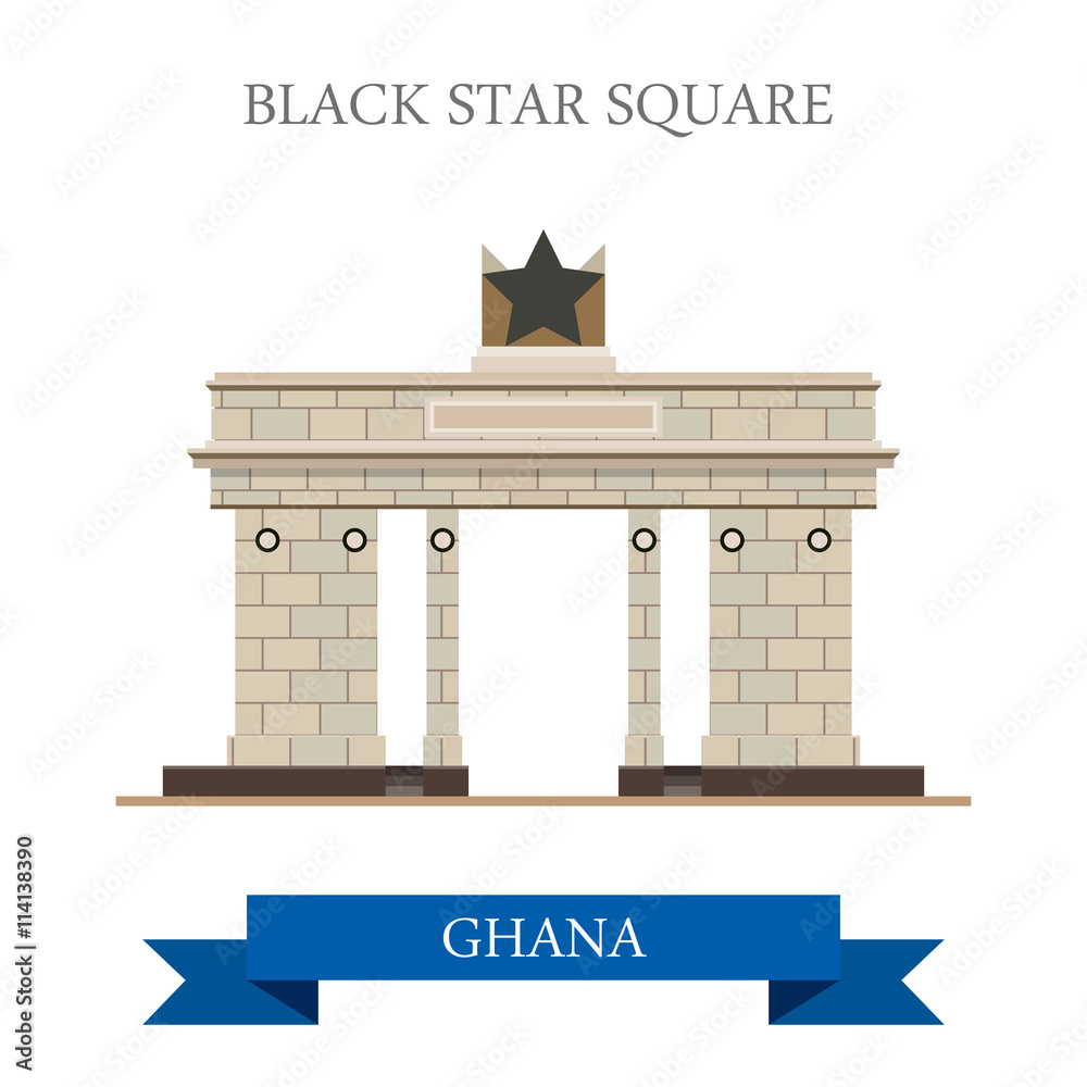 Black Star Square in Accra Ghana flat vector illustration Stock Vector ...
