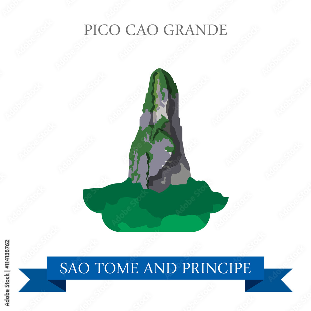 Pico CAO Grande Sao Tome and Principe Flat vector illustration Stock Vector | Adobe Stock