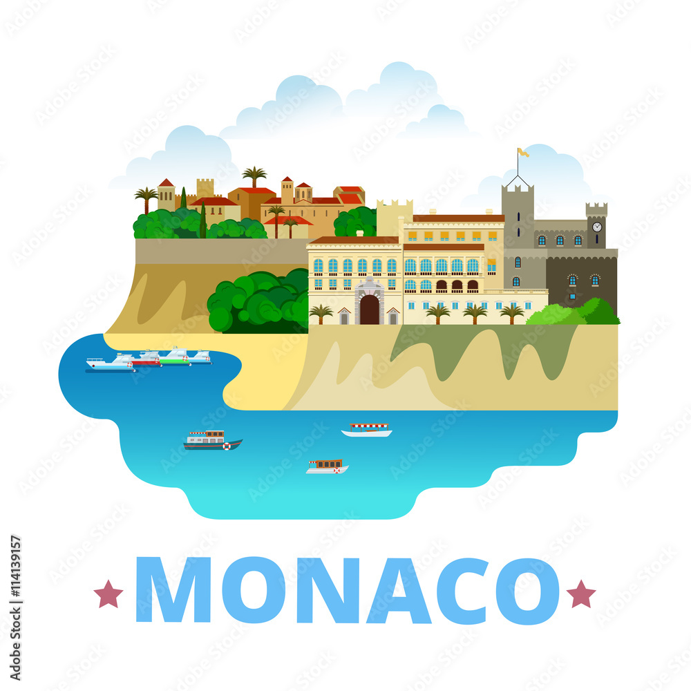 Monaco country design template Flat cartoon style web vector Stock ...
