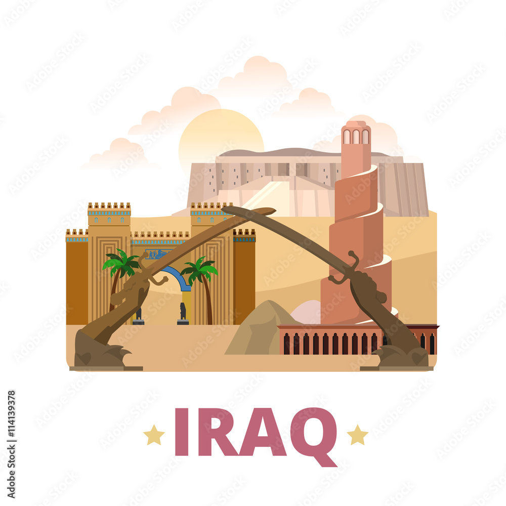 Iraq country design template Flat cartoon style web vector Stock Vector ...