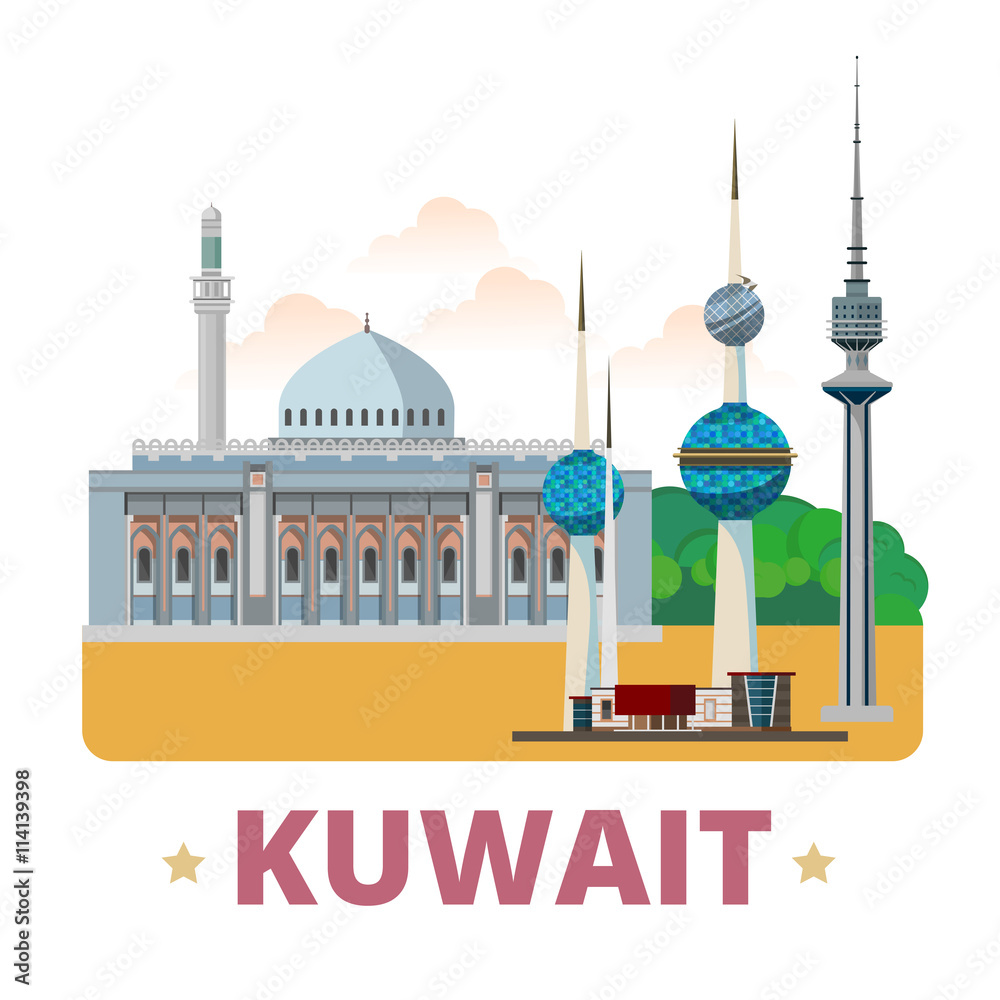 Kuwait country design template Flat cartoon style web vector Stock ...