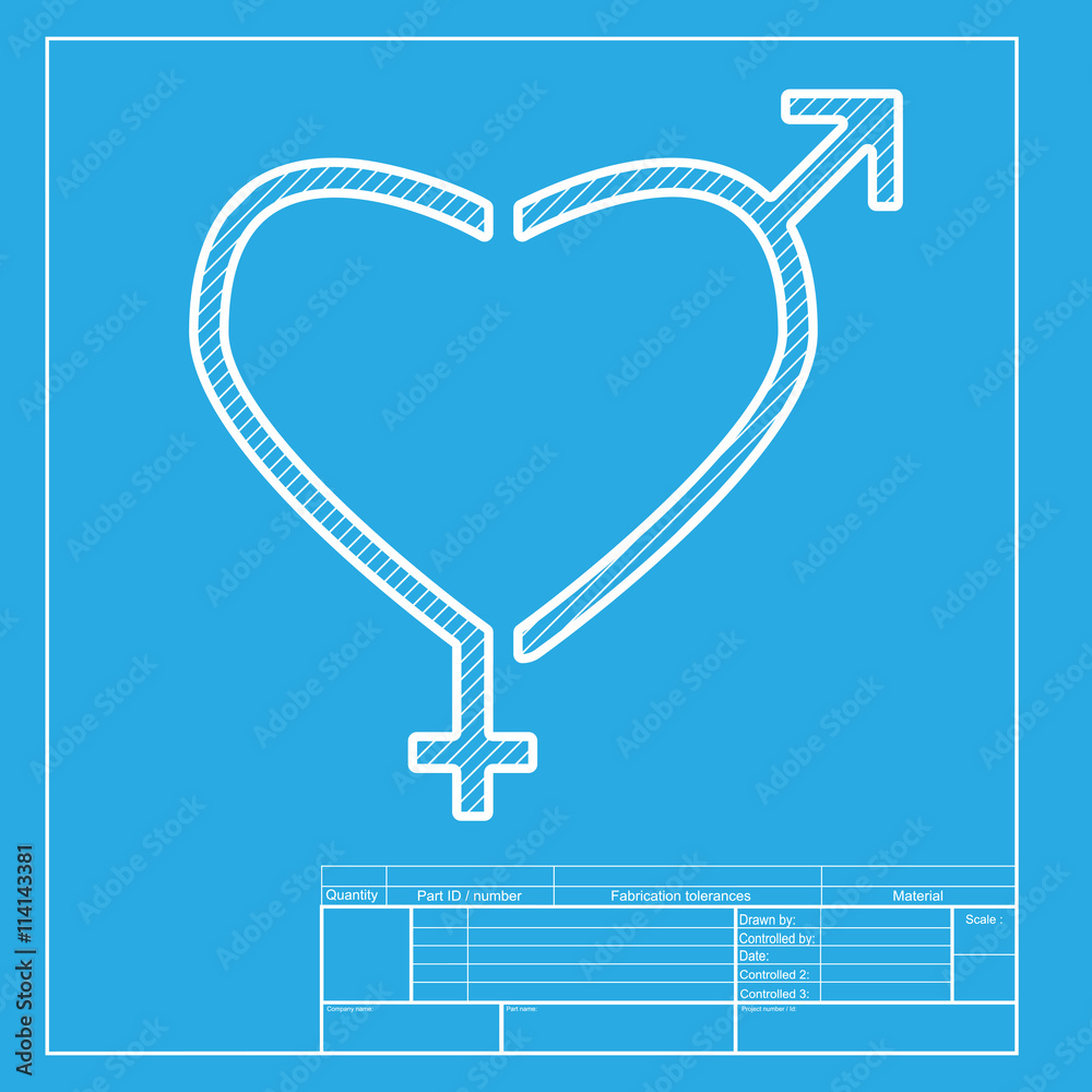 Vettoriale Stock Gender Signs In Heart Shape White Section Of Icon On