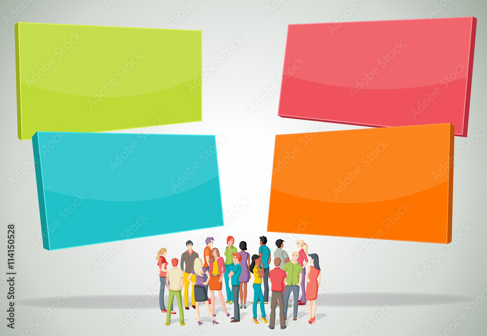 Vector banners / backgrounds with business people. 3d design. Text box ...