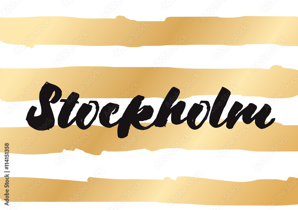 Stockholm, Sweden. Capital city typography lettering design. Stock ...