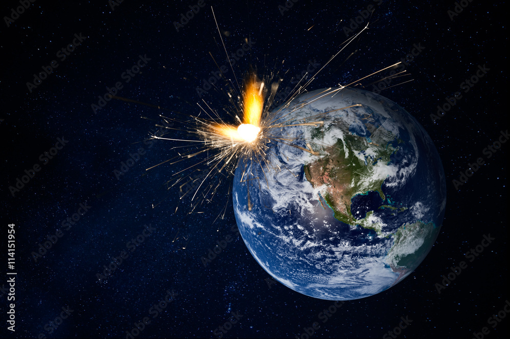 Meteor hitting earth - Earth map by courtesy of www.visibleearth.nasa ...