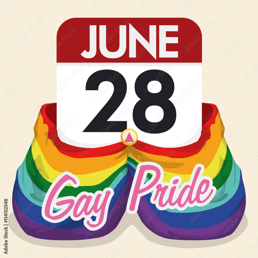Colorful Flag around Calendar to Commemorate Gay Pride, Vector ...