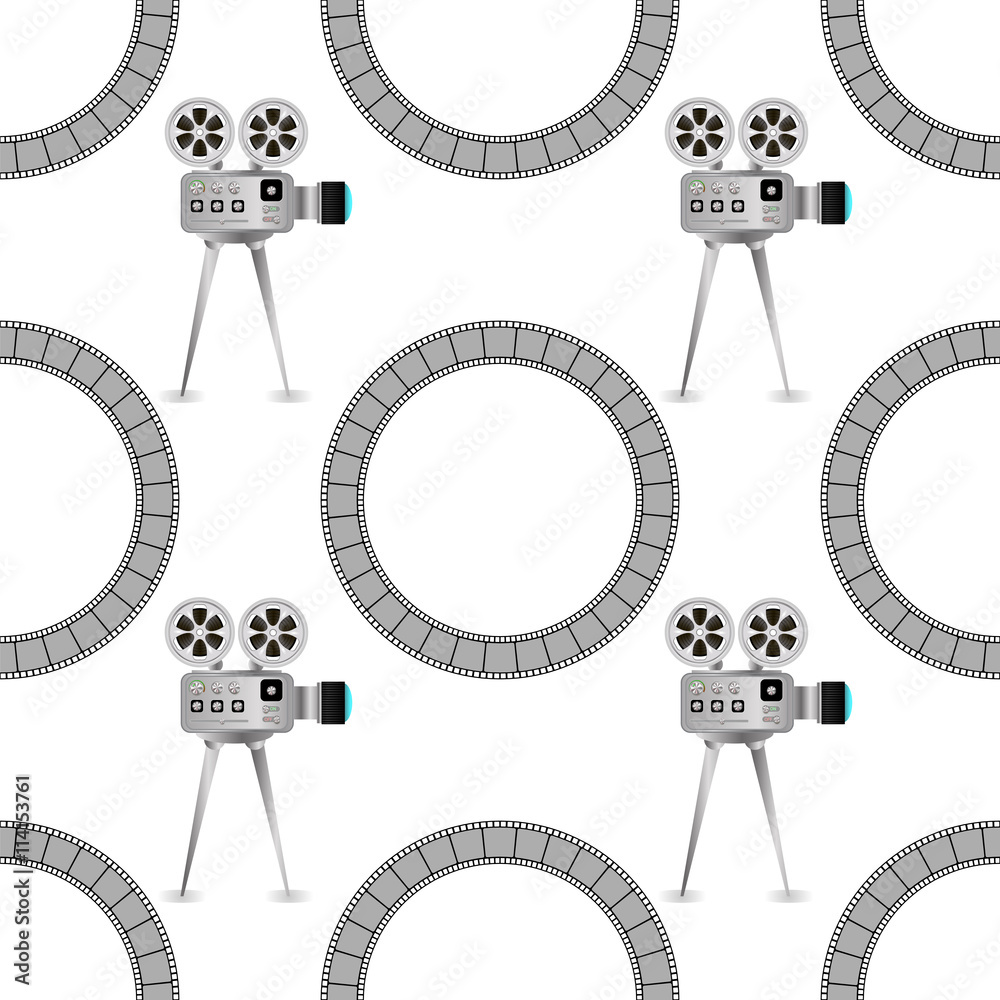 Seamless Retro Cinema Pattern. Old Movie Projector Film Strip ...