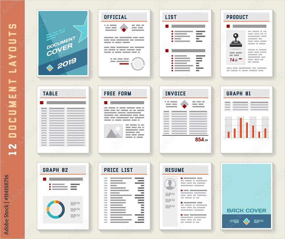 Document Report Layout Templates Mockup Set Stock Vector | Adobe Stock Document Report Layout Templates Mockup Set Stock Vector | Adobe Stock