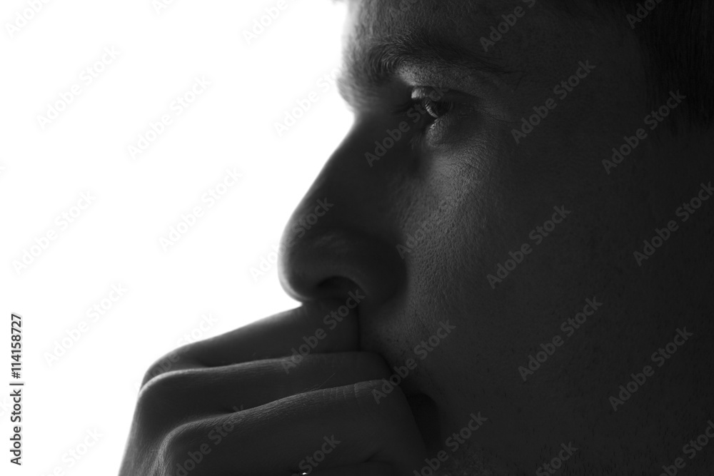 sad man silhouette on a white background Stock Photo | Adobe Stock