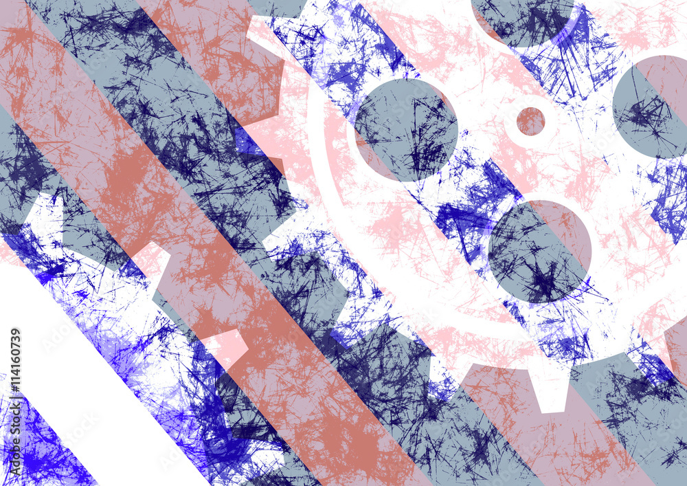 Hand drawn background with gear wheel. Abstract grunge background with ...