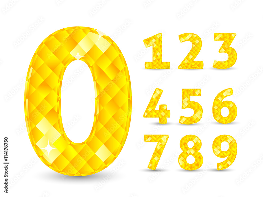 Realistic vector illustration with diamond numbers set. Number set ...