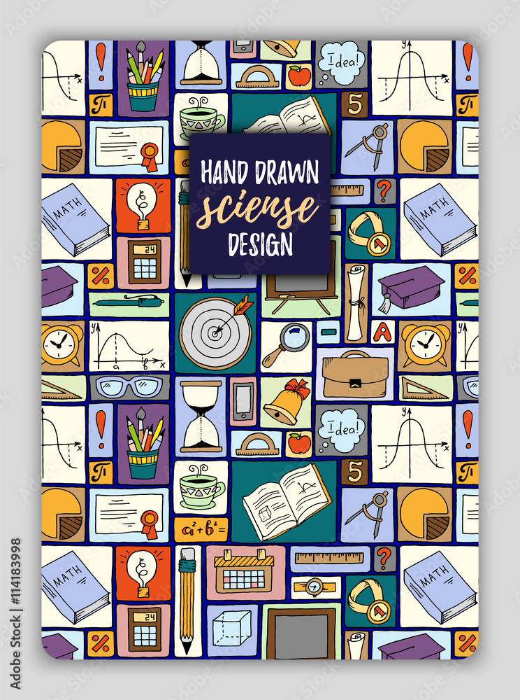 Mathematics science theme. Hand drawn pattern about school and learning ...