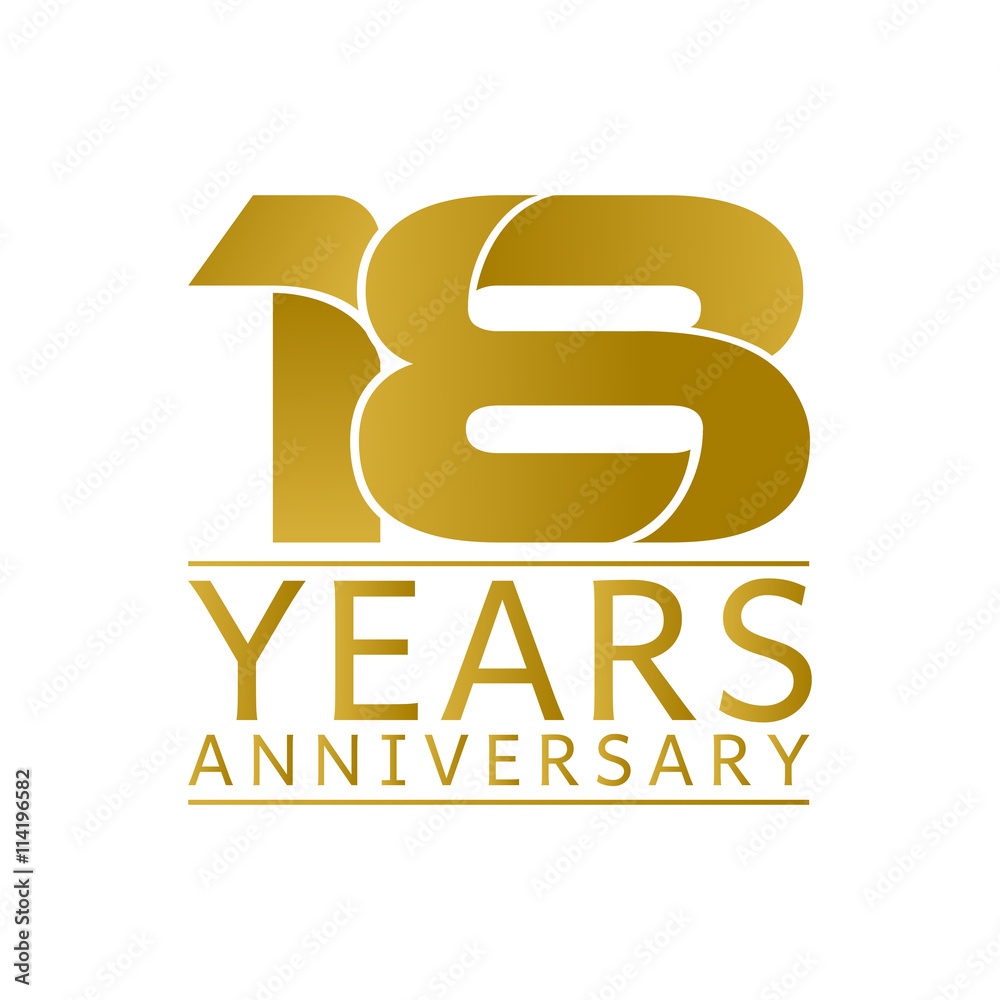 Simple Gold Anniversary Logo Vector Year 18 Stock Vector | Adobe Stock