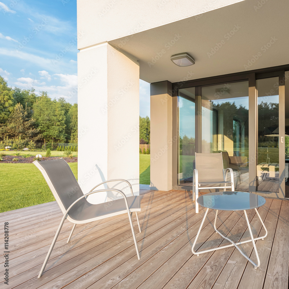Patio in modern villa Stock-Foto | Adobe Stock