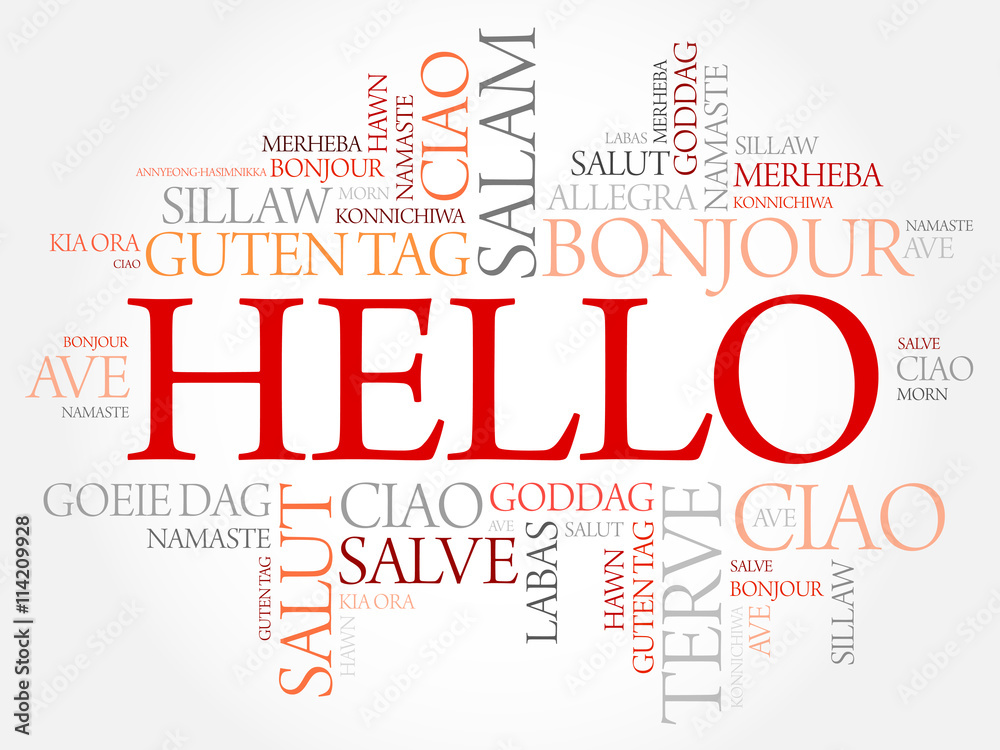 Hello word cloud in different languages of the world, background ...