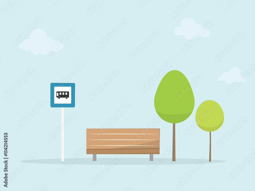 Bus stop. Cartoon vector flat image Stock Vector | Adobe Stock