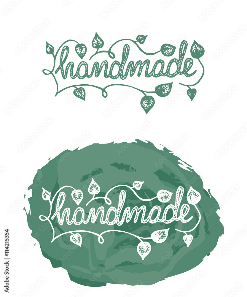 Green Vintage Vector Handmade Logo Set with Two Vintage Handmade Vector ...