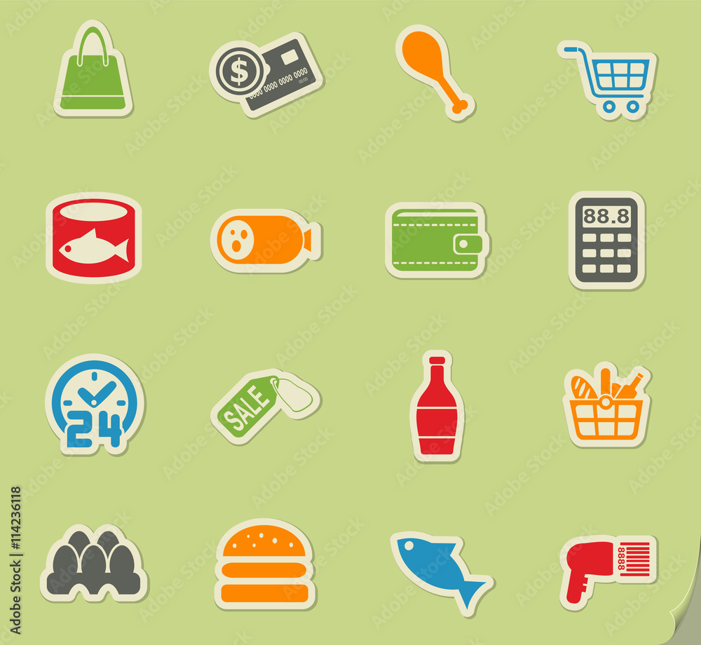 grocery store icon set Stock Vector | Adobe Stock