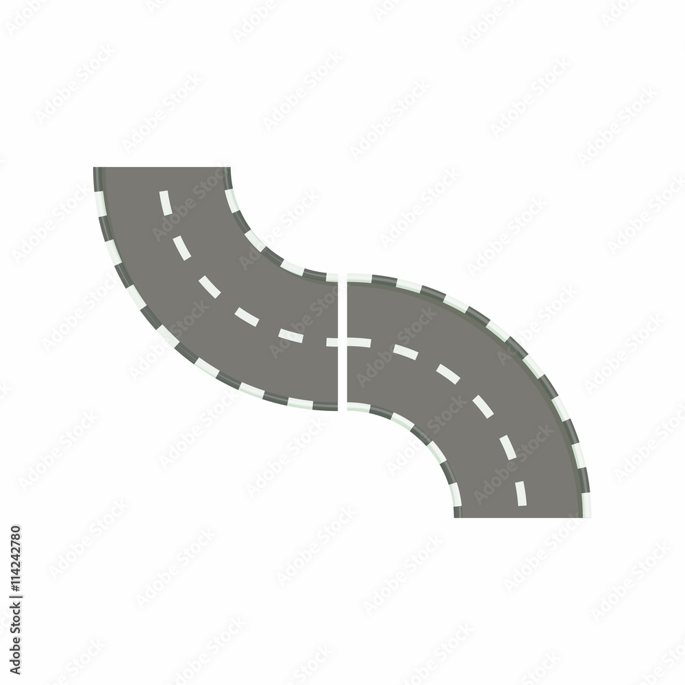 Curved road icon in cartoon style Stock Vector | Adobe Stock
