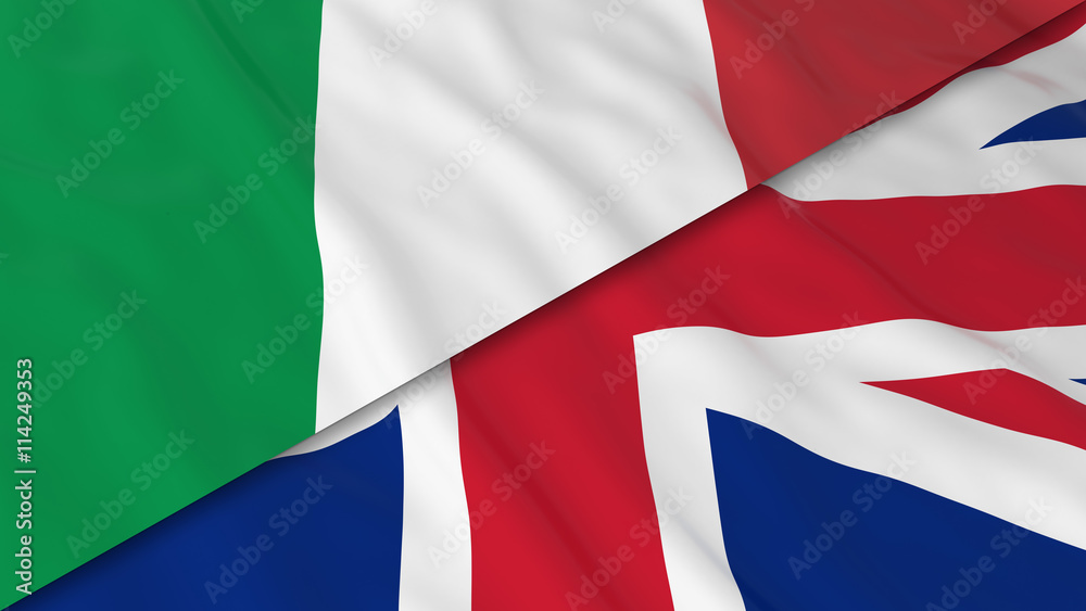 Flags of Italy and the United Kingdom - Split Italian Flag and British ...