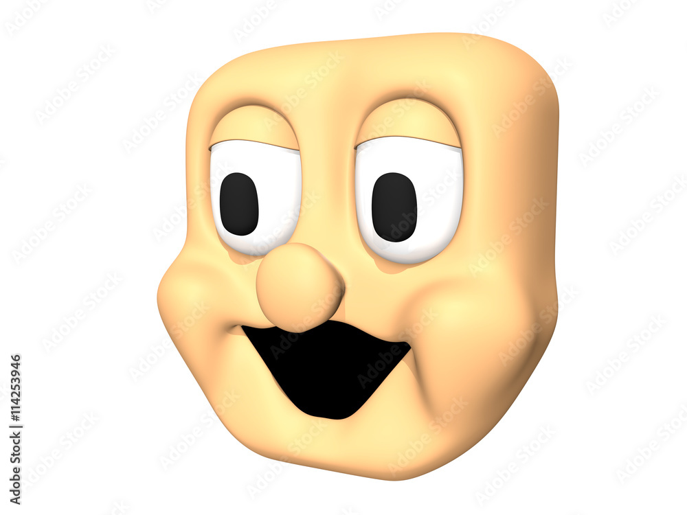 Funny 3D laughing head icon of cartoon character. Stock Illustration ...