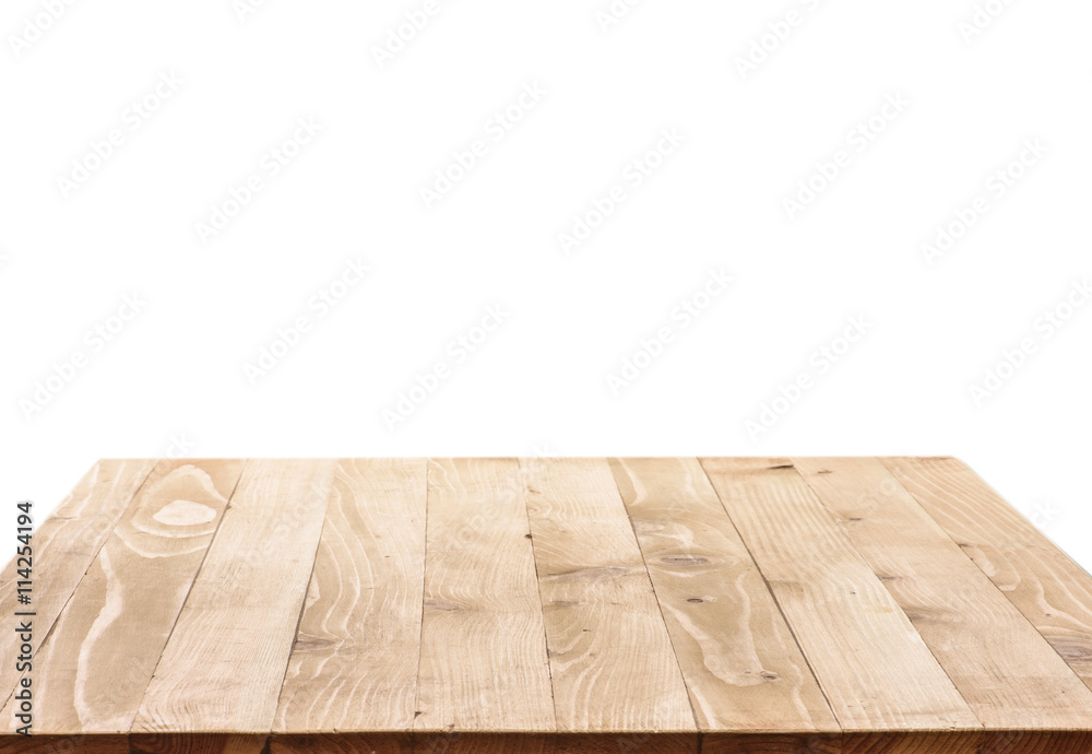 Wood table top on white background Stock Photo | Adobe Stock