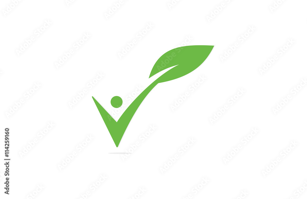 leaf check human logo Stock Vector | Adobe Stock
