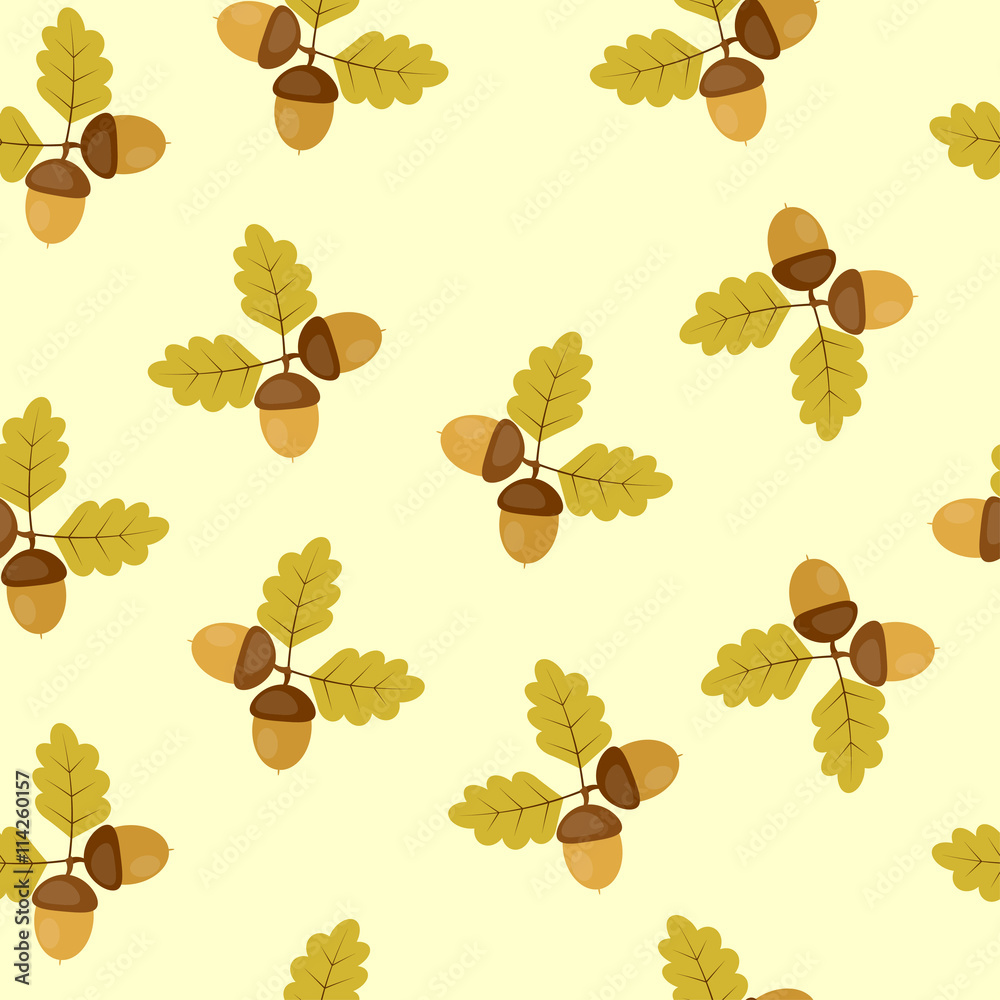Seamless pattern with oak autumn leaves and acorns. Perfect for ...