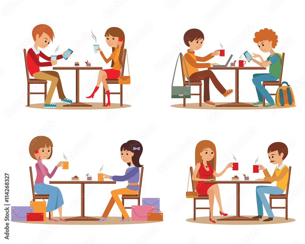 Drinking Coffee With Friends Clipart