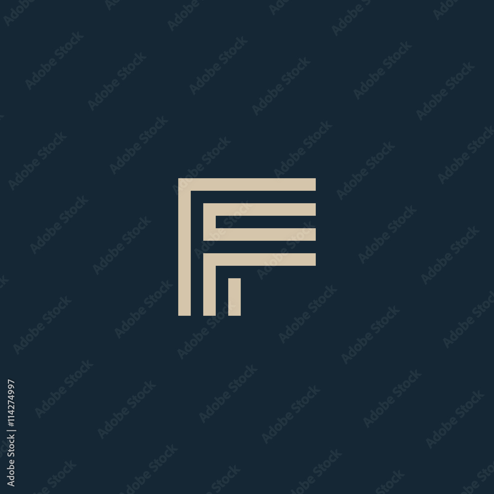 Unusual geometric letter F. Architecture vector logo. Isolated monogram ...