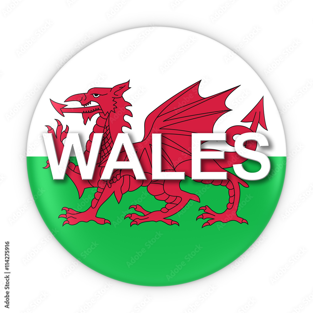 Welsh Flag Button with Wales Text 3D Illustration Stock Illustration ...