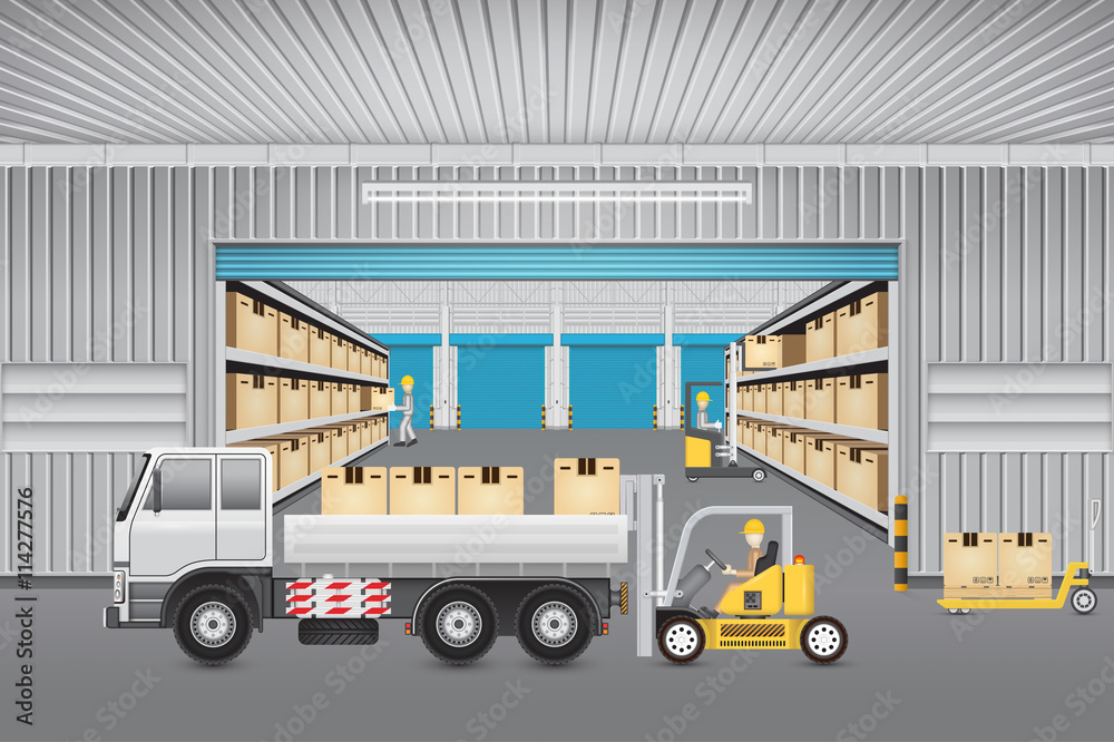 Vector of operator, driver or worker to handling cardboard box on ...