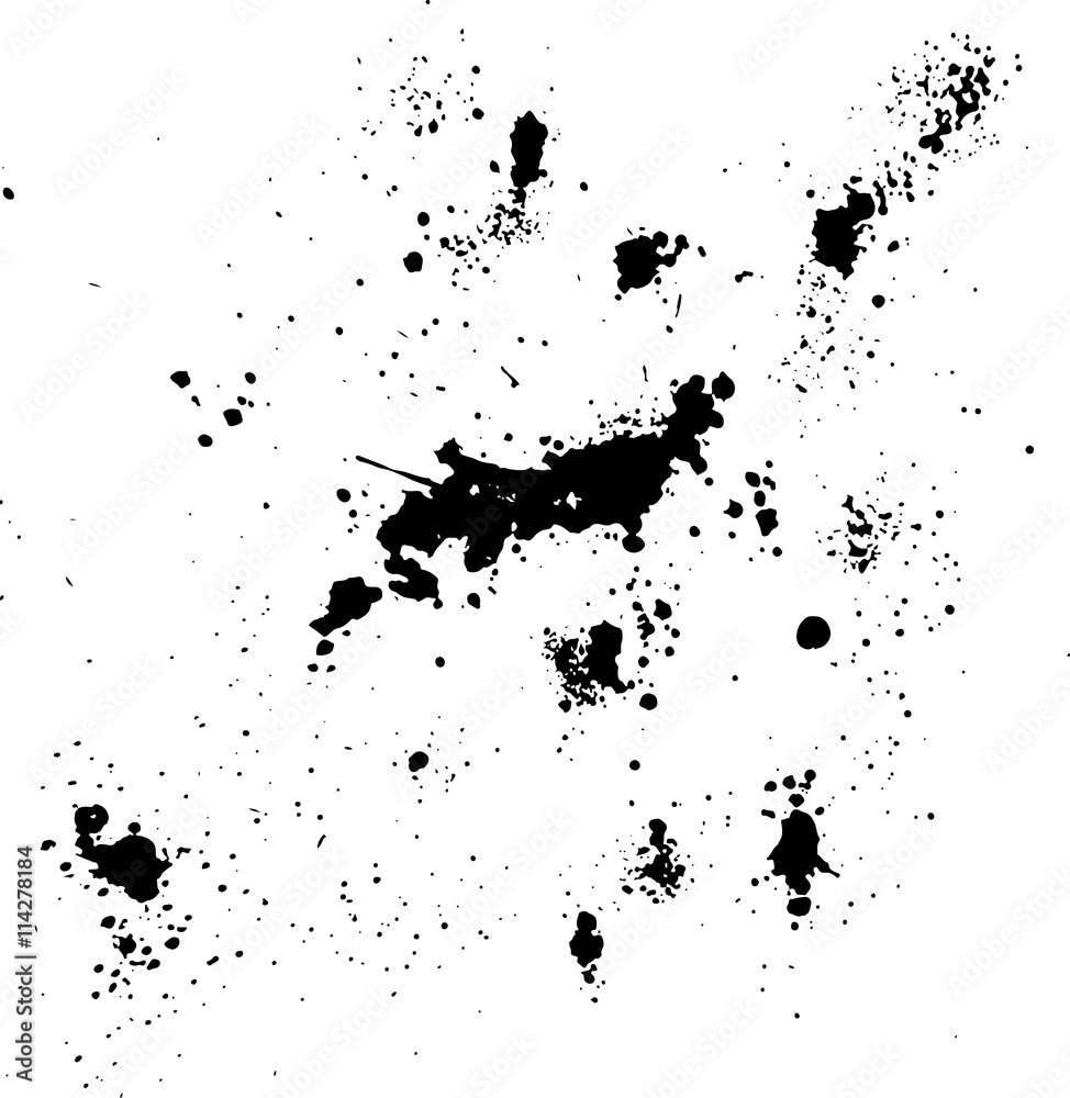 Abstract ink drops background. Black and white vector grunge texture ...