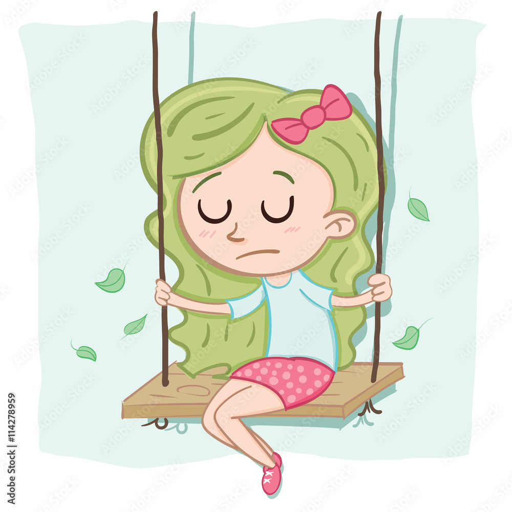 cartoon lonely girl Stock Vector | Adobe Stock