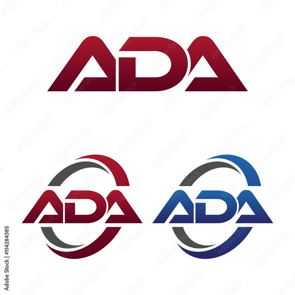 Modern 3 Letters Initial logo Vector Swoosh Red Blue ada Stock Vector ...
