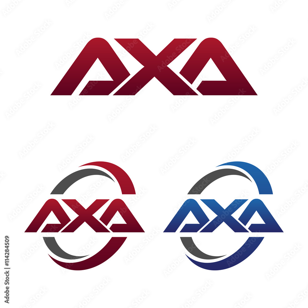 Modern 3 Letters Initial logo Vector Swoosh Red Blue axa Stock Vector ...