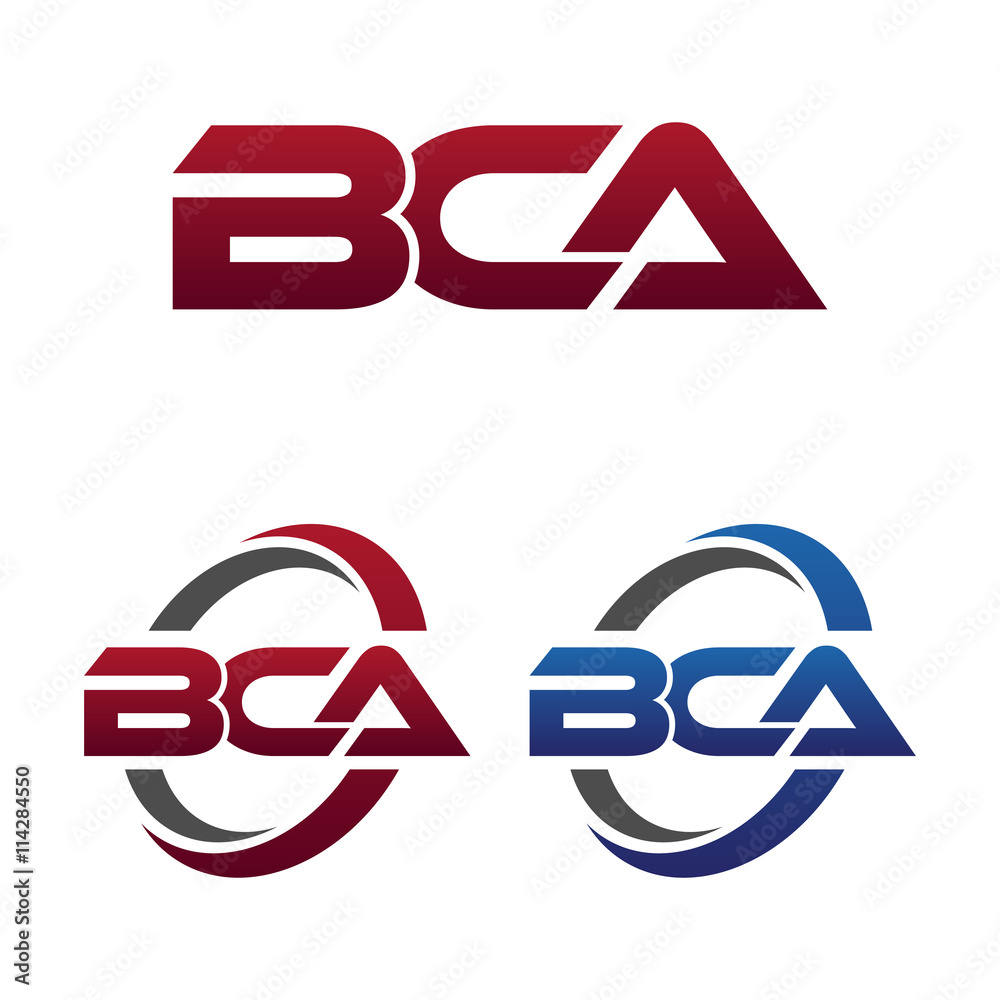 Modern 3 Letters Initial logo Vector Swoosh Red Blue bca Stock Vector ...