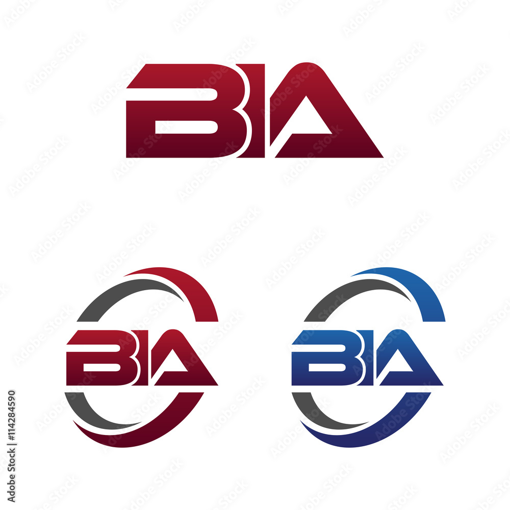 Modern 3 Letters Initial logo Vector Swoosh Red Blue bia Stock Vector ...