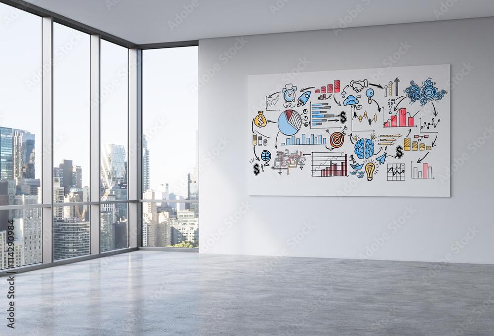 Whiteboard with chart in office Stock Photo | Adobe Stock
