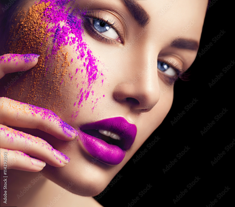 Beauty woman with bright color makeup Stock Photo | Adobe Stock
