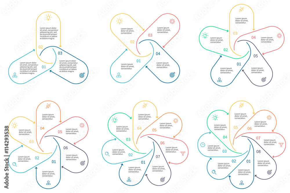 Linear infographics set. Diagrams for presentation. Stock Vector ...