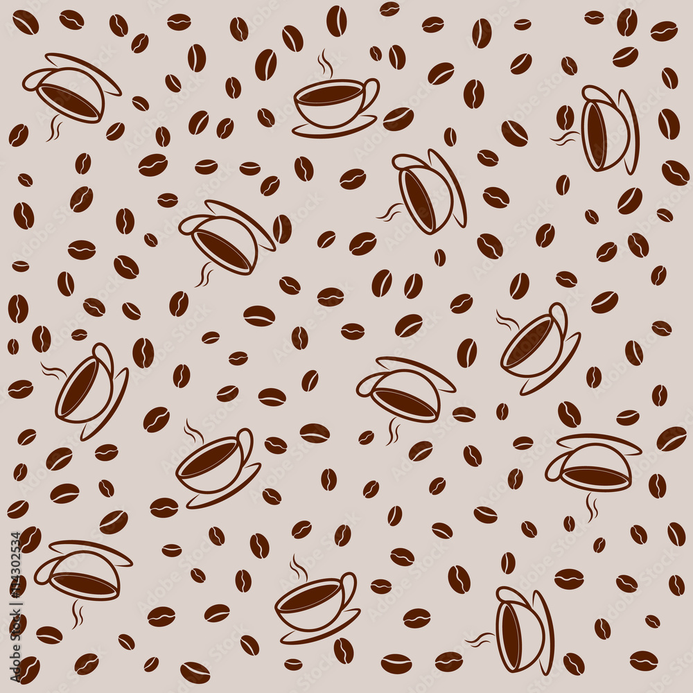 Coffee Beans And Cup Background