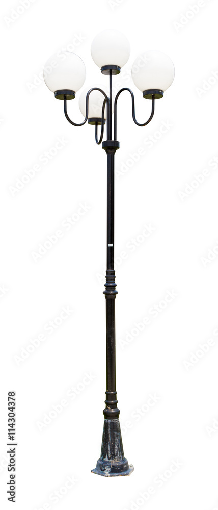 Decorative street lamp-post . isolated on white background, with path ...