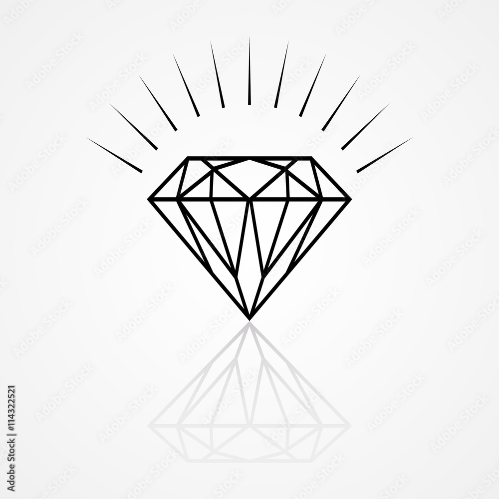Line art illustration of a diamond Stock Vector | Adobe Stock